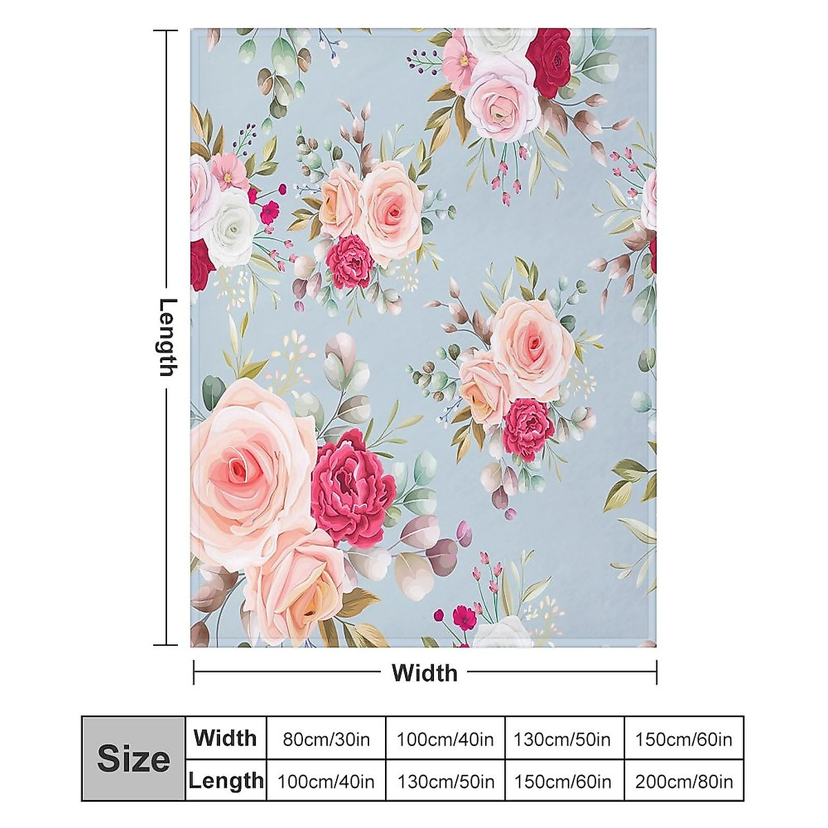 Floral Twig Theme Blanket, Bird On A Twig, Blue Background Theme Flannel Soft Blanket, Women Women Sofa Warm Blanket 60"x80"