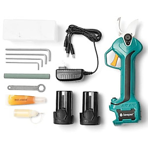 KEEPER professional electric pruning shears KP295. Battery pruning shears. 2 rechargeable lithium batteries. Without cable. Load and cut indicator. 14.4V.