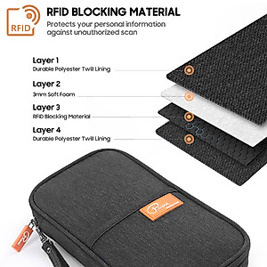Travel Passport Wallet, RFID Family Passport Holder Large, Lightweight Passport Cover Case Waterproof Bag Document Organizer for Women & Men-Black