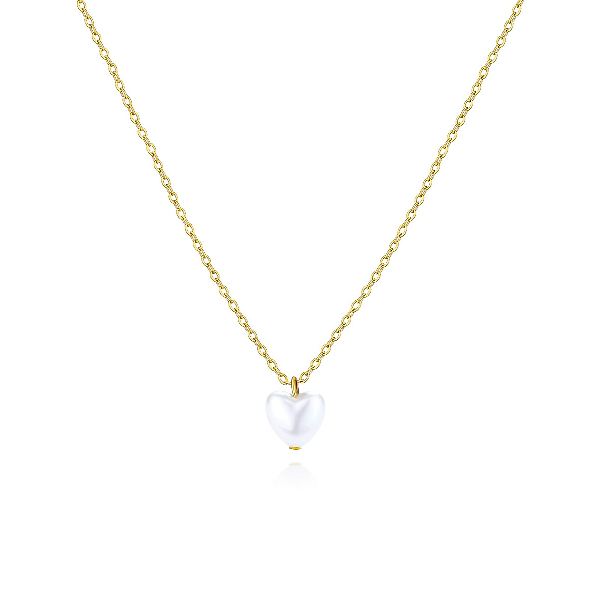 VAttract Freshwater Pearl Necklace for Women, 18K Gold Plated Pearl Chain Choker Necklace, Paperclip & Pearl Chain Necklace Simple Pearl Jewelry Gift