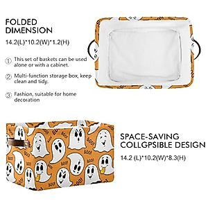 Ghosts Halloween Storage Basket Bins Decorative Toy Organizer Bins Laundry Hamper Baskets with Handles for Playroom Living Bed Room Office Clothes Nursery,1 pcs