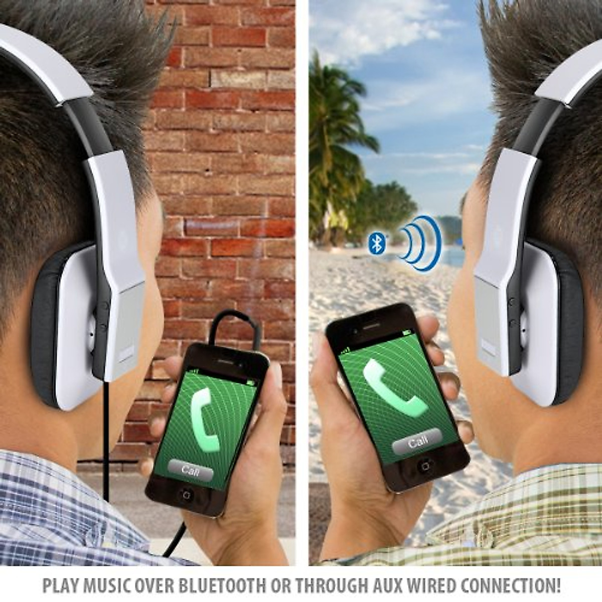 GOgroove BlueVIBE DLX Bluetooth Lightweight Wireless Over The Ear Headphones – 14 Hour Battery Life & 3.5mm Aux Input – Padded & Noise Isolating Plush Earpads for Comfort – Water Resistant Hard Case