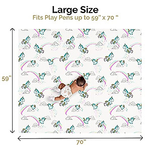 JumpOff Jo - Large Waterproof Foam Padded Play Mat for Infants, Babies, Toddlers, Play Pens & Tummy Time, Foldable Activity Mat, 70 in. x 59 in. - Fairy Blossom