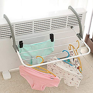 Asixxsix Portable Clothes Drying Rack, Retractable Folding Hanging Drying Rack for Balcony Railings Windowsill, Folding Towel Rack Clothes Hanger Lundry Drying Rack for Indoor Outdoor