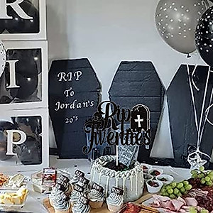 Rip Twenties Cake Topper Black Glitter Rip 20s Years Death to My Youth Funeral Happy Birthday Cake Decorations Rip to My 20s Death to My 20s 30th Birthday Party Supplies