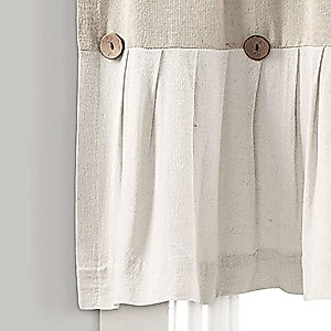 Lush Decor Linen Button Farmhouse Valance, 18"L x 84"W, Linen