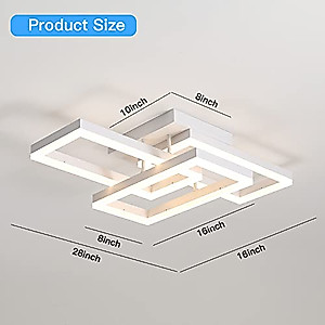 LED Ceiling Lights Fixture, Square Modern Ceiling Light, 100W LED Flush Mount Ceiling Light Fixtures, Remote Control Dimmable 3000K-6500K for Dining Room, Living Room, Kitchen, Bedroom, Office (White)