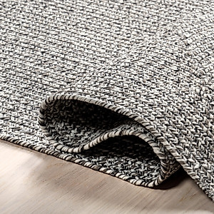 nuLOOM Braided Indoor/Outdoor Area Rug, 4' Round, Wynn Salt And Pepper