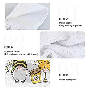 Summer Hanging Kitchen Towels Gnomes Hand Towel Flower 2PCS Dish Cloth Tie Towel Absorbent Oven Stove Washcloth with Loop for Bathroom Home Decorative