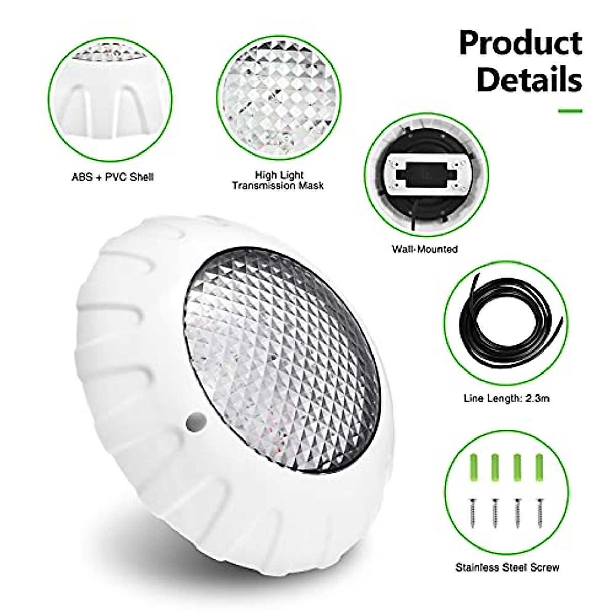 UFOUCUSLLUM Pool Lights for Inground Pools Waterproof 12V 38W IP68 7 RGB Color Changing, Led Pool Lights for Inground Pool with Remote Controller, Pool Lights for Inground Pool Light Fixture