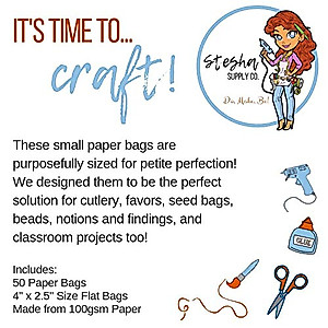 50 Mini Kraft Paper Bags - 4" x 2.5" DIY Craft Supplies Cutlery Bag Party Favor