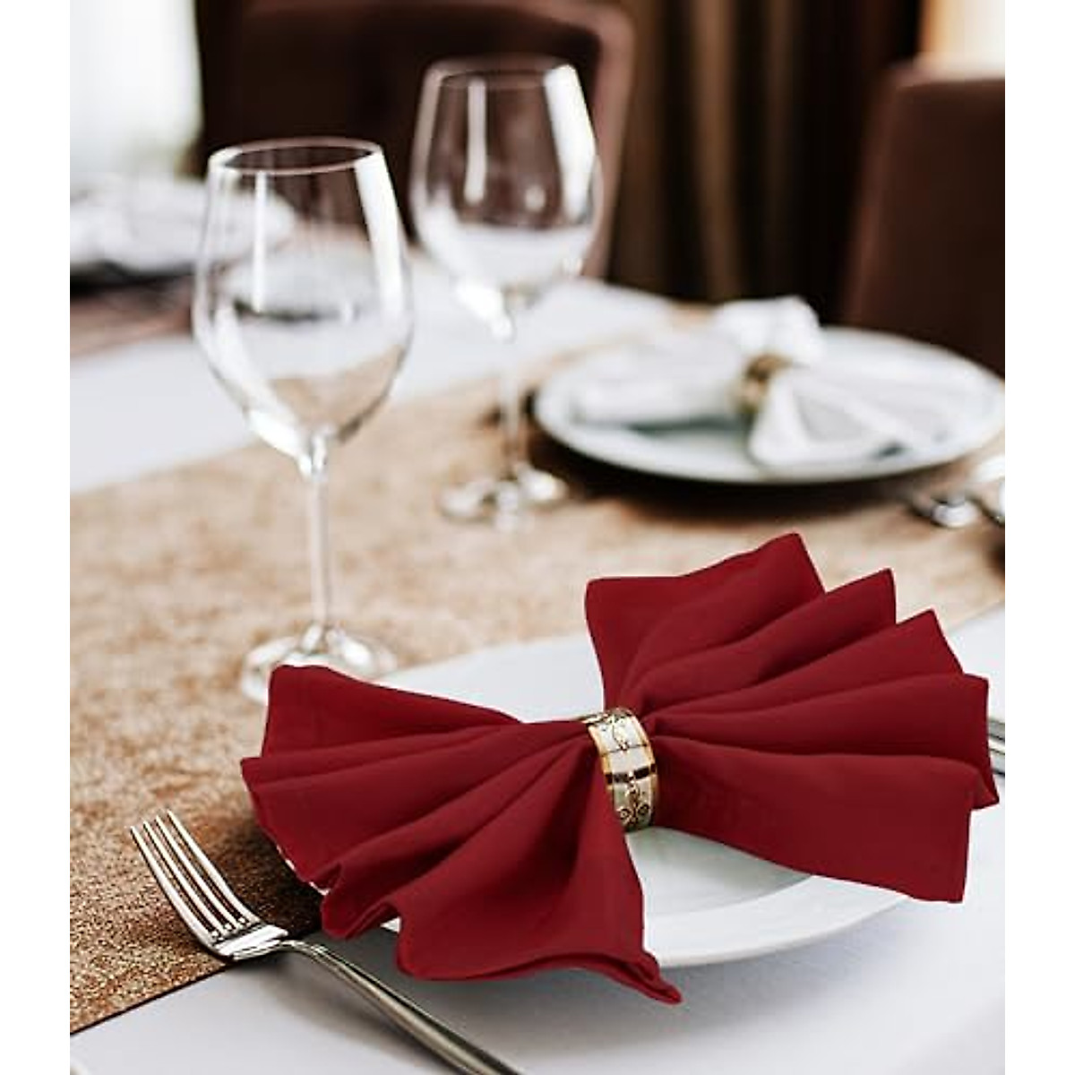 Utopia Home [24 Pack, Red] Cloth Napkins 17x17 Inches, 100% Polyester Dinner Napkins with Hemmed Edges, Washable Napkins Ideal for Parties, Weddings and Dinners
