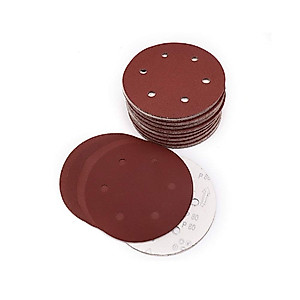Jiayouy 80 Grit 9 Inch 6 Hole Hook and Loop Sanding Disc Flocking Sandpaper for Random Orbit Sander 10Pcs