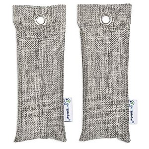 PureGuardian Guardian Technologies CB075 Bamboo Charcoal Air Purifying Bags, Eco-Friendly, Naturally Absorbs Odors, Excess Moisture and Pollutants, 2-pack - 75g each, Gray