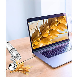 Wireless Digital Microscope Handheld USB HD Inspection Camera 50x-1000x Magnification with Stand Compatible with iPhone, iPad, Samsung Galaxy, Android, Mac, Windows Computer (Silver)