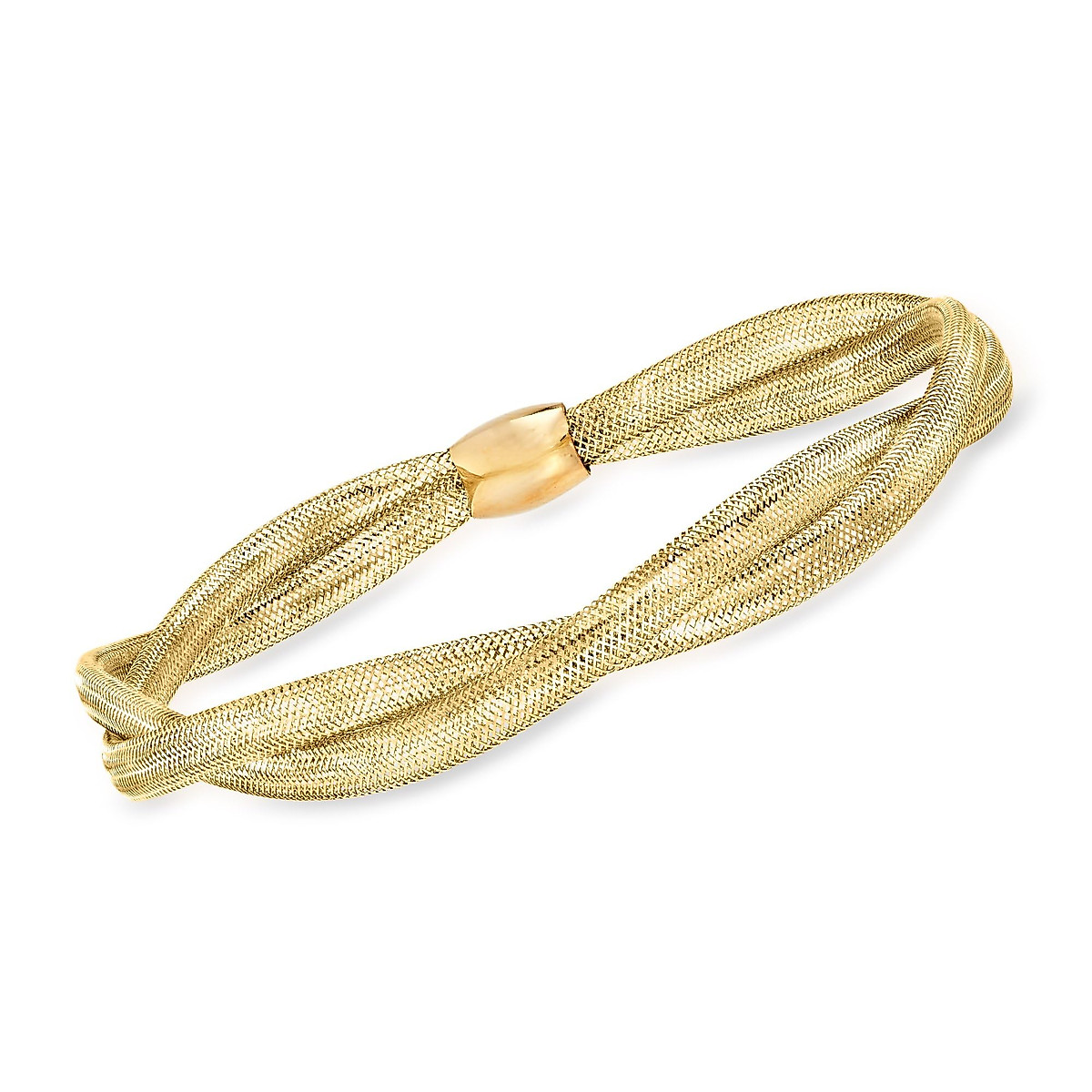 Ross-Simons Italian 14kt Yellow Gold Double-Mesh Bangle Bracelet. 8 inches