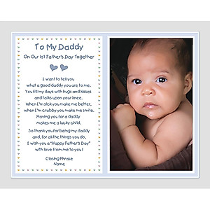 1st Father's Day Together from Son to Daddy, Gift from New Baby Boy, Add Name and Photo to 8X10 Inch Custom Print