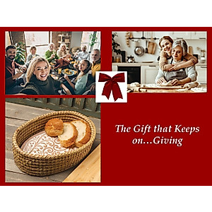 Bread Warmer Basket with Stone - Bread Basket for Serving Tortilla, Sourdough, Bakers Gift, Warming Terracotta, House New Home Gifts for Kitchen, Bread Maker Women, Men, Birthday, Hostess Farmhouse