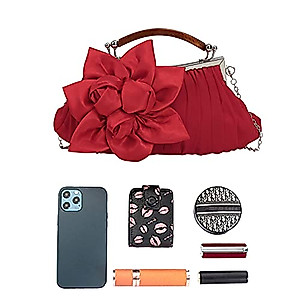 Goclothod Evening Bags for Women Cute Floral Clutch Purse Party Chain Handbag