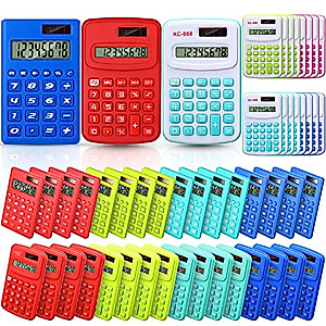 48 Pcs Pocket Calculator Small Basic Standard Battery Powered Calculator Mini Colored 8 Digit Handheld 4 Function Calculator for Students Kids School Teacher Desktop Home Office, 3 Designs