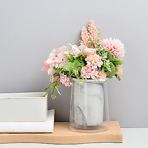 Silverware Caddy, Marble Style Utensil Caddy, Silverware Holder, 3.38″ Utensil Crock with Ceramic Filter Water Utensil Holder and Glass Water Storage Container, Cutlery Caddy, ANTIS'S HOME