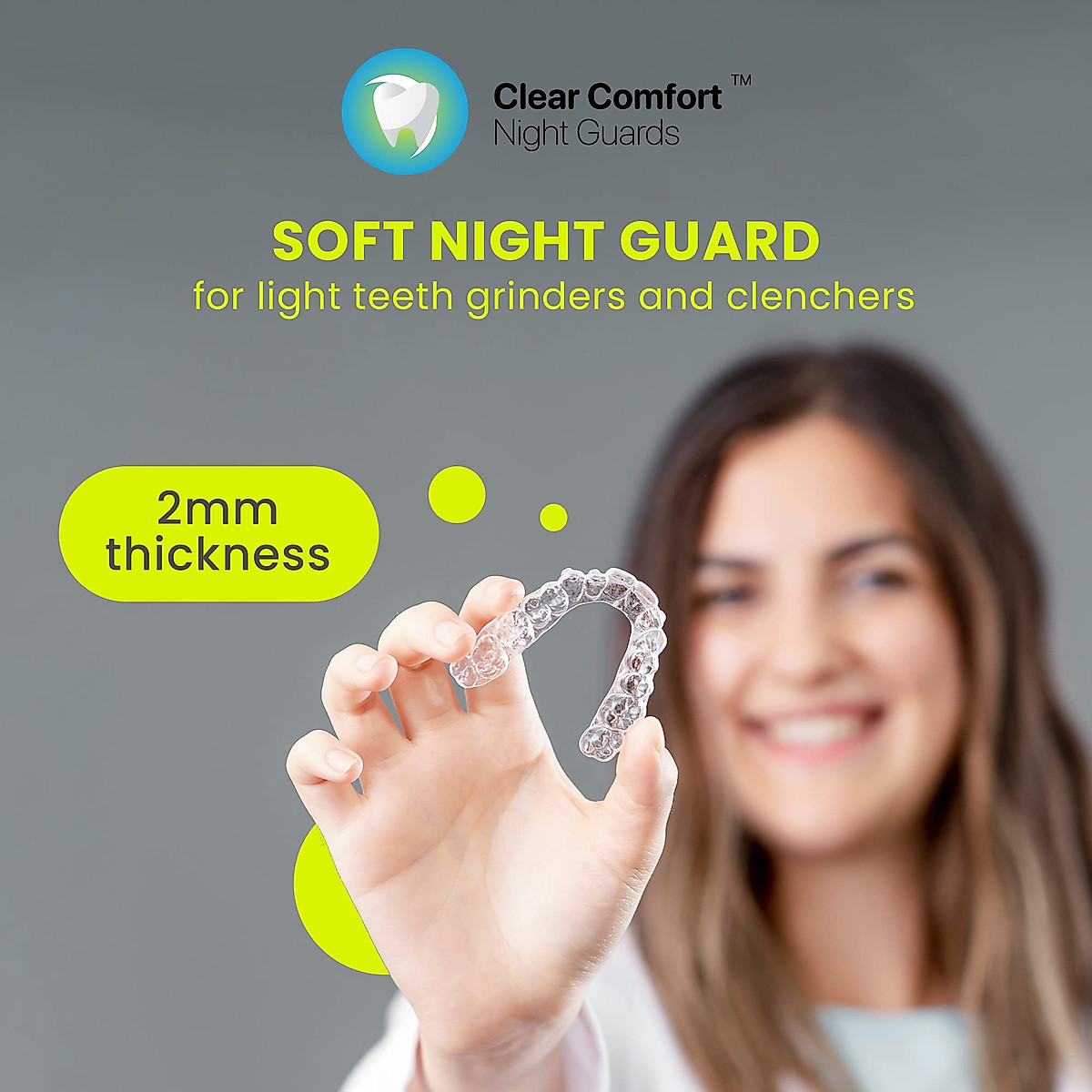 ClearComfort Night Guards Custom Made Mouth Guard for Teeth Grinding, Dental Night Guard, Sleep Mouth Guard, Protect Teeth from Grinding, Bruxism & TMJ Relief, Made in USA (One Guard)