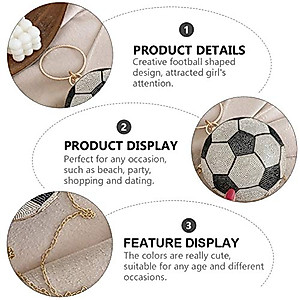 VALICLUD Evening Bag for Women Round Soccer Ball Football Shaped Purse Crossbody Dazzling Clutch Ring Handle