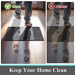Vaukki Indoor Doormat Entryway Door Rug, Non Slip Absorbent Mud Trapper Mat Inside Floor Mat, Washable Small Door Carpet for Entryway (Grey, 24"x36")