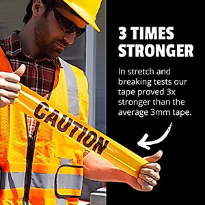 101 Safety Products 5mil Yellow Caution Tape | Heavy Duty 3" Wide for Maximum Visibility | Durable & 3X Stronger Than 3mil Tape | Barrier for Construction, Dangerous & Hazardous Areas | 1,000 Ft Roll