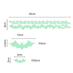 Halloween Bats Wall Decals Decorations Glow in The Dark, Fluorescence Wall Stickers for Halloween Party Kids Home Room Decals