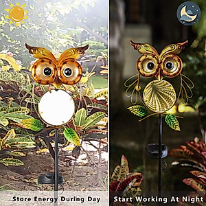KUBILIGHT Garden Solar Lights Owl Decor - Decorative Solar Stakes Lights, Waterproof Outdoor Owl Tunnel Lighting for Outside Lawn Patio Yard Decorations