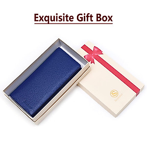 Seammer Ultra Slim Thin Real Leather Wallet for Women RFID Blocking Bifold Card Holder Clutch Wallets with Zipper Pocket