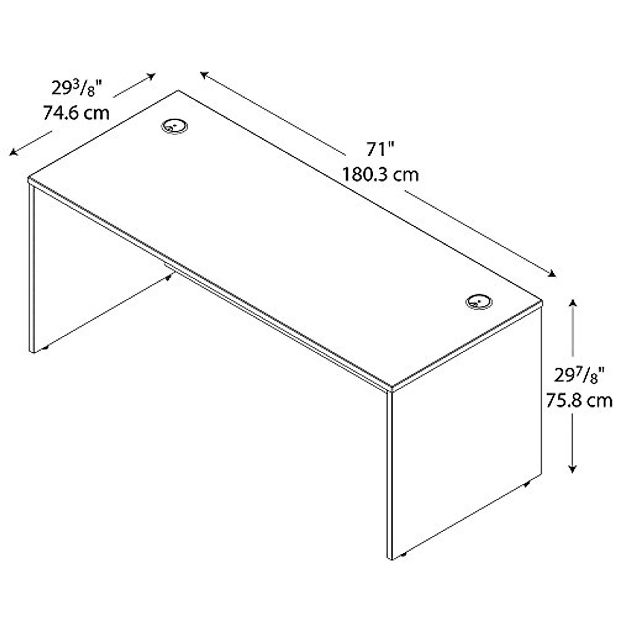 Bush Business Furniture Series C Office Desk, Large Computer Table for Home and Professional Workplace, 72W x 30D, Hansen Cherry