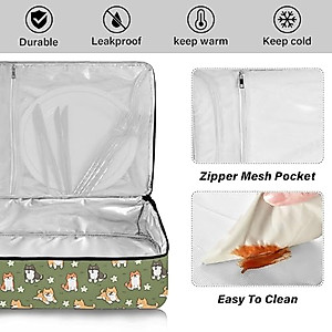 Kcldeci Insulated Thermal Food Carrier Insulated Casserole Carrier for Hot or Cold Food,Dog and Flower Insulated Tote Bag for Potluck Cookouts Parties Picnic,Lasagna Lugger
