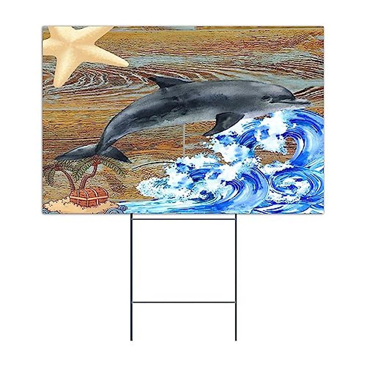 Ocean Beach Nautical Theme Underwater Whale Shark Lawn Signs with Stakes Party Decorations Props for Businesses 12x18 Customized Yard Sign Coral And Sea Fish And Turtles Lawn Sign for House Rent