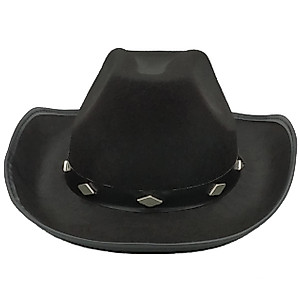 4E's Novelty Black Cowboy Hat for Men & Women - Felt Studded Black Cowgirl Hat for Women Western Themed Party, Cowboy Costume Accessory for Adults