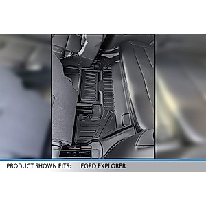 SMARTLINER Floor Mats 3 Rows - Cargo Liner Behind 3rd Row Set Black Compatible with 2020-2023 Explorer Only Fits 6 Passenger Models W/Bucket Seat