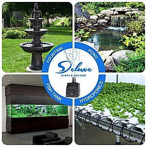 Simple Deluxe 290GPH 28W Submersible Water Pump, ETL Certified with a Free 13"X13" Pond Pump Filter Bag for Aquariums, Fish Tank, Pond, Fountain, Hydroponics