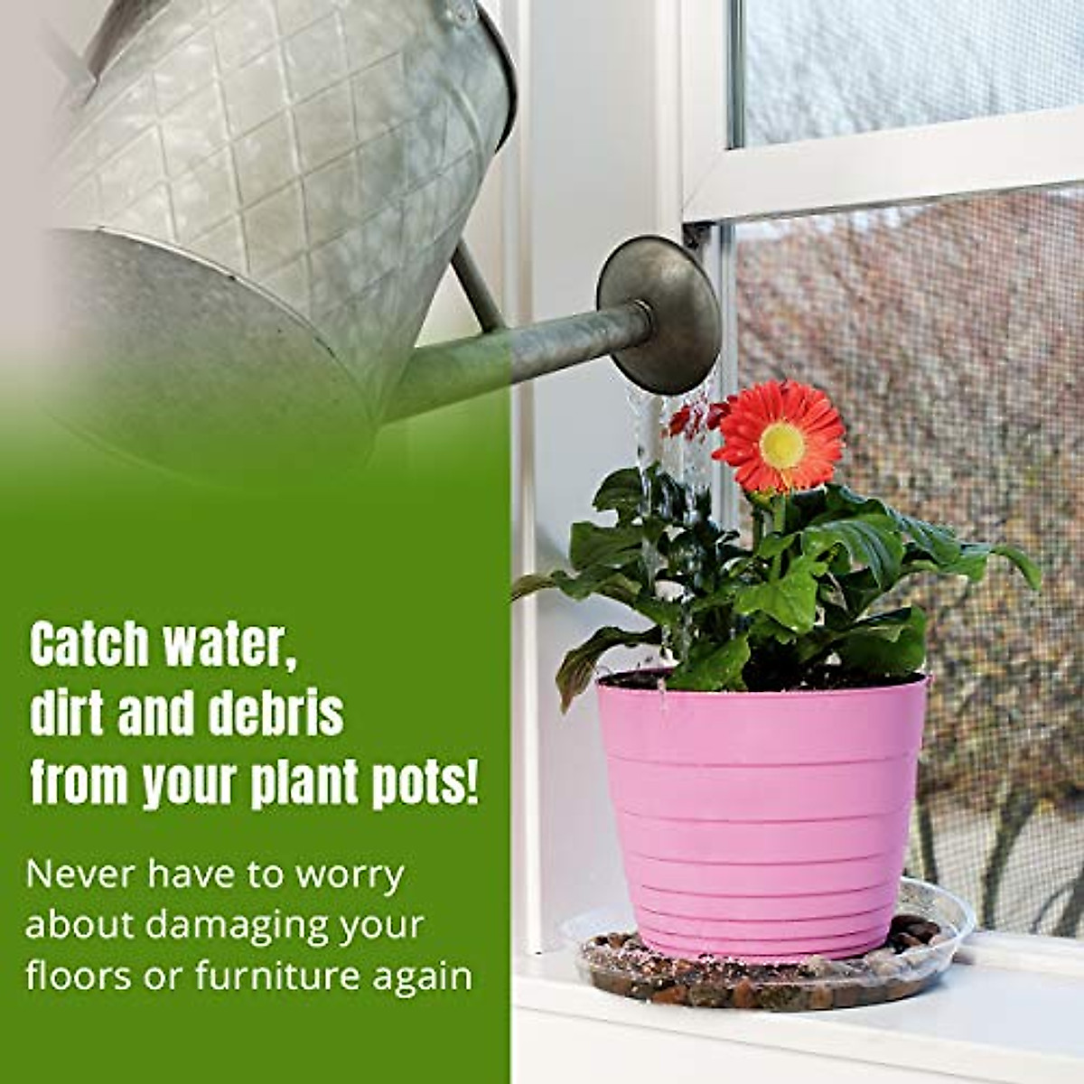 Clear Plant Saucers - 12 Inch - Excellent For Indoor & Outdoor Plants (5 Pack)