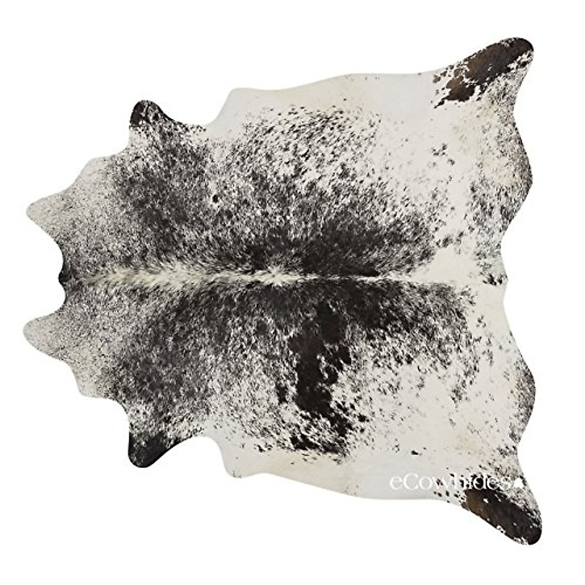ecowhides Black Salt and Pepper Brazilian Cowhide Area Rug, Cowskin Leather Hide for Home Living Room (XL) 7 x 6 ft