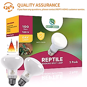 REPTI HOME Reptile Heat Lamp Bulbs (New Upgraded, Safer, 100W 2 Pack), Reptiles & Amphibians UVA Basking Spot Lamp Bulb, Reptile Daylight Heat Bulb for Bearded Dragon, Lizard, Turtle