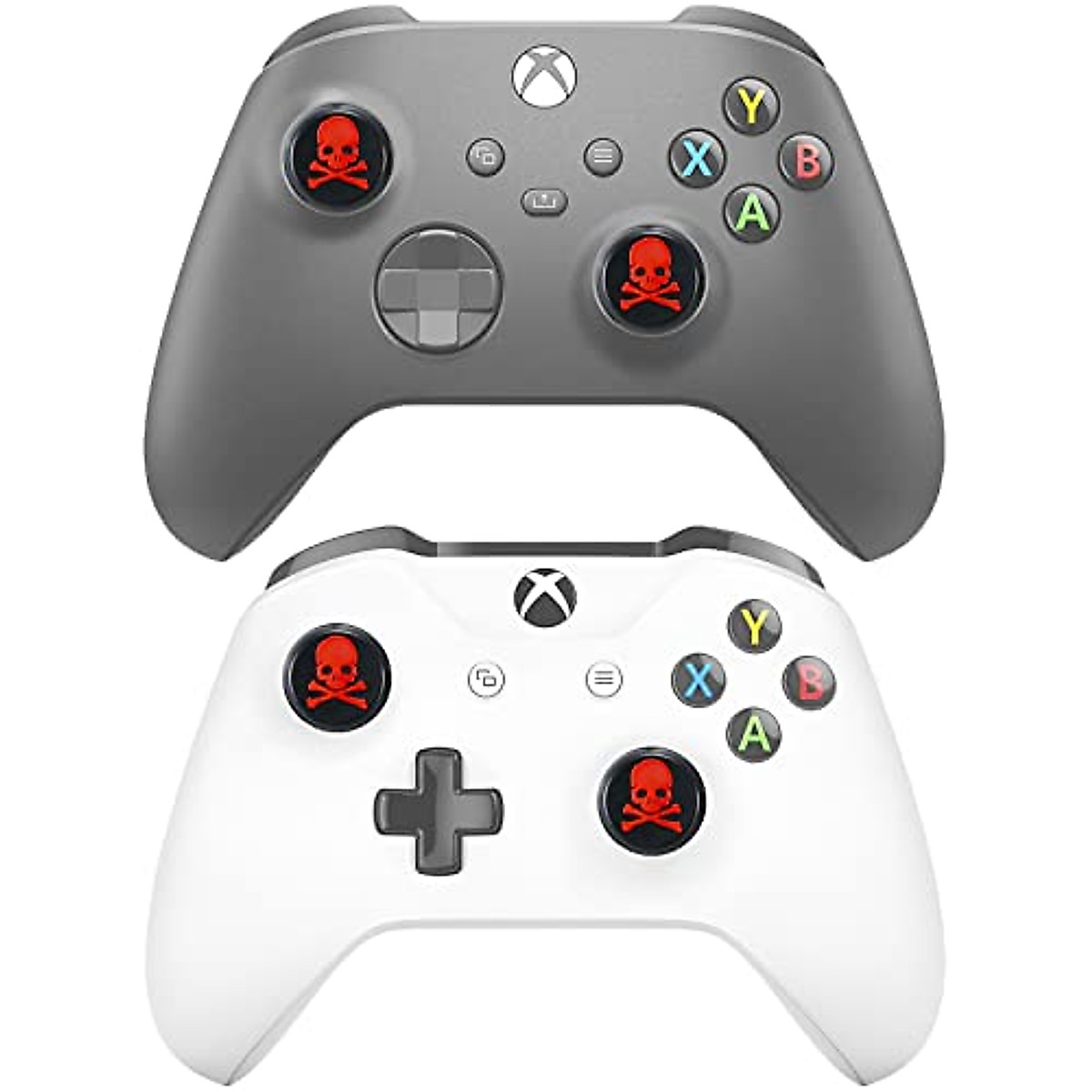 9CDeer Performance Joystick Analog Stick Thumb Grips Set of 6 Compatible with PS5, PS4, Xbox Series X/S Xbox One, Switch Pro Controller Skull Black & Red