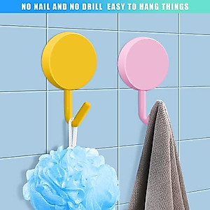 KIBBEH 20 Pack Colorful Cute Mini Adhesive Hooks, Plastic Strong Adhesive Wall Small Hooks, Waterproof Hooks for Door Bathroom Kitchen Living Room