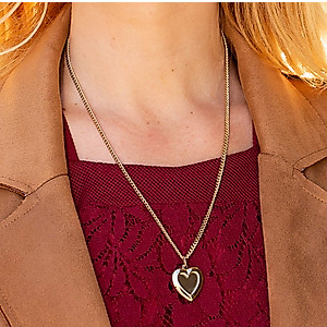 LIFETIME JEWELRY Inlaid Heart Locket Necklace for Women 24k Gold Plated