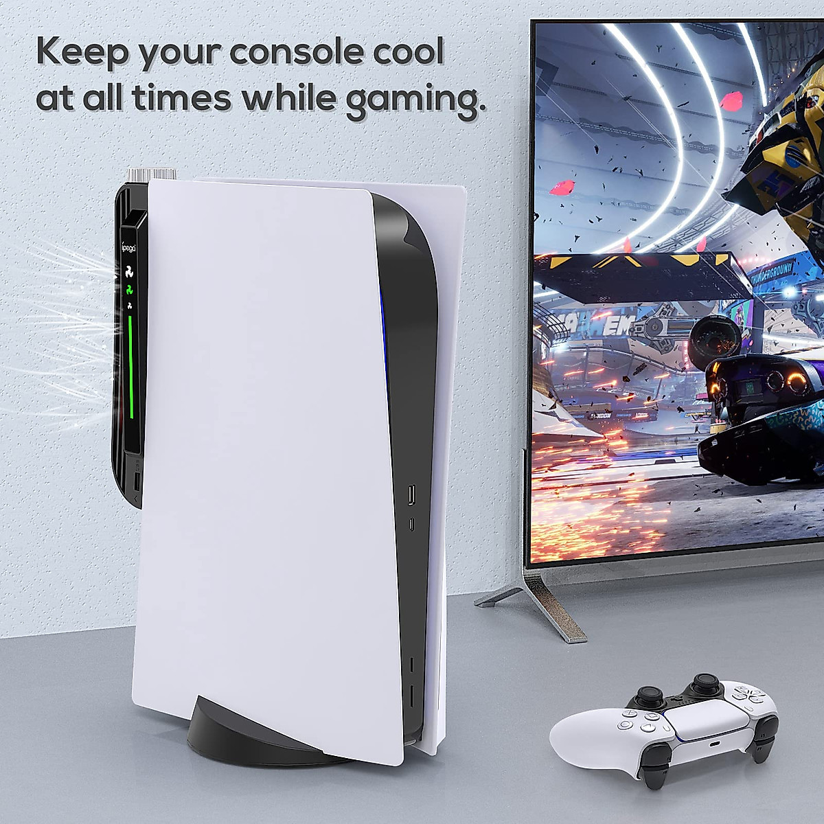 Upgraded Cooling Fan Accessories for PS5, YUANHOT Cooling System Cooler Fan for PS5 Disc and Digital Edition - Black