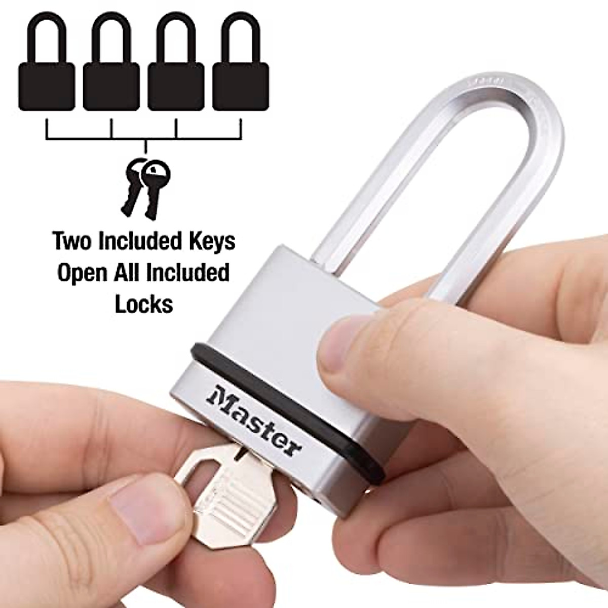 Master Lock M530XQLH Magnum Solid Steel Keyed Alike Padlocks, 1-3/4 in. Wide, 4 Pack Keyed-Alike