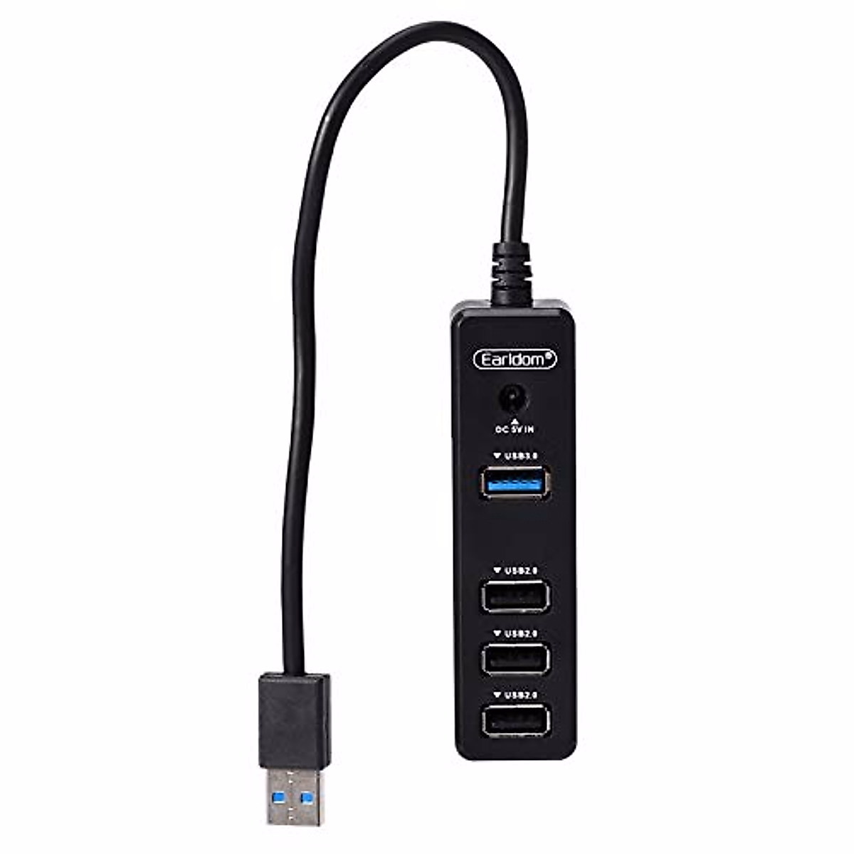 Lysee Cable Winder - Earldom 4 Ports USB 3.0 Hub Splitter with Power Charging Port and Multiple Switch USB Splitter Port Panel Usb3.0 Hub Black - (Color: Black)