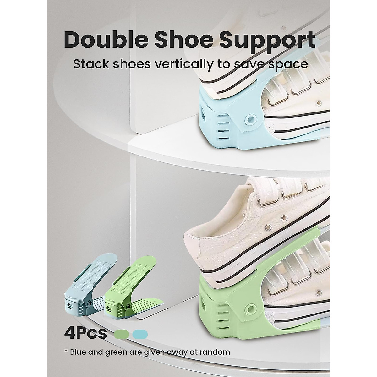 Toemics 7 Tier Rotating Shoe Rack Tower, 360° Spinning Display Lazy Susan Organizer, Holds 35 Pairs, Carousel for Shoes & Handbags, Easy Assembly, Includes 4 PCS Double-Layer Shoe Racks, White