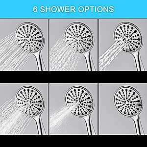 SOKA High Pressure Shower Heads with 6 Spray Setting Massage Spa 6" Showerhead with Handheld Shower Head with Extra Long Hose 59 Inches(5 Feet）And Adjustable Bracket Chrome