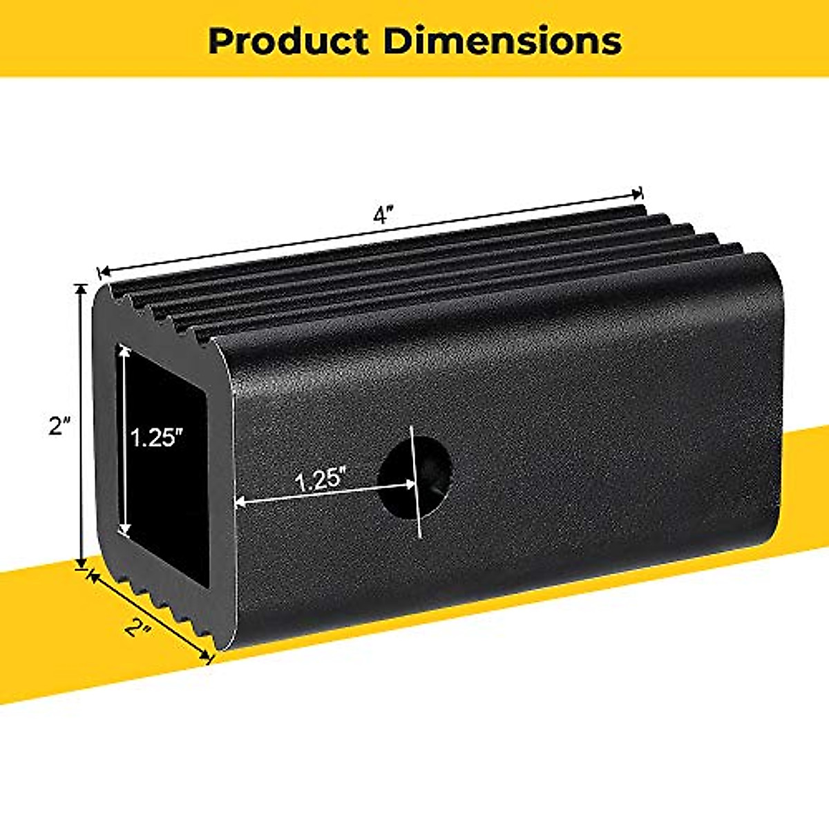 BougeRV 2 inches to 1-1/4 inches Trailer Hitch Adapter 2 inches to 1.25 inches Hitch Adapter Insert Sleeve Receiver Converter for Bike Rack and Cargo Carriers